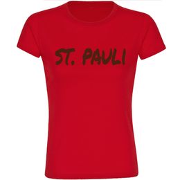 multifanshop Damen T-Shirt - St. Pauli - Textmarker - Druck braun - Frauen