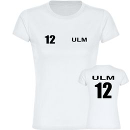 multifanshop Damen T-Shirt - Ulm - Trikot Nummer 12 - Druck schwarz - Frauen