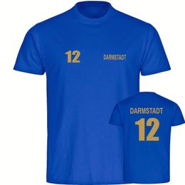 multifanshop Herren T-Shirt - Darmstadt - Trikot Nummer 12 gold - Druck gold metallic - M&auml;nner