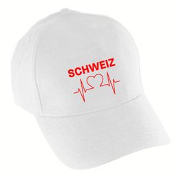 multifanshop Baseballcap - Schweiz - Herzschlag - Druck rot - Mütze