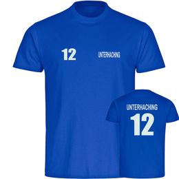 multifanshop Herren T-Shirt - Unterhaching - Trikot Nummer 12 - Druck weiß - Männer