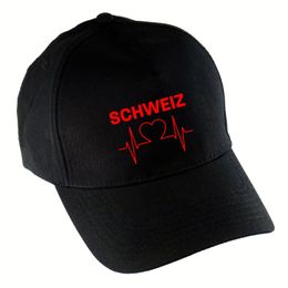 multifanshop Baseballcap - Schweiz - Herzschlag - Druck rot - Mütze