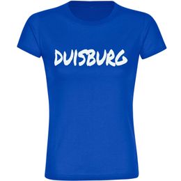 multifanshop Damen T-Shirt - Duisburg - Textmarker - Druck weiß - Frauen