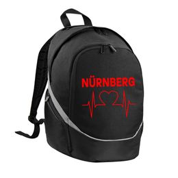 multifanshop Rucksack - Nürnberg - Herzschlag - Druck rot - Tasche
