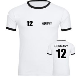 multifanshop Kontrast T-Shirt - Germany - Trikot Nummer 12 - Druck schwarz - M&auml;nner