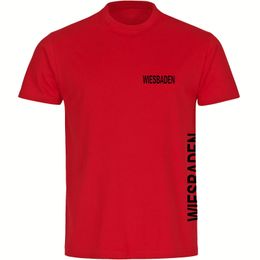 multifanshop Herren T-Shirt - Wiesbaden - Brust & Seite - Druck schwarz - M&auml;nner