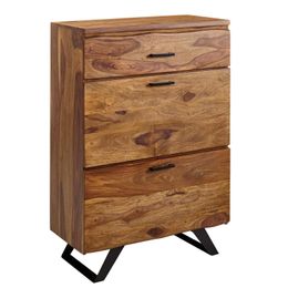 KADIMA DESIGN Kommode Sheesham, 80x120x41,5 cm, Highboard, Metallgestell, 3 Schubladen