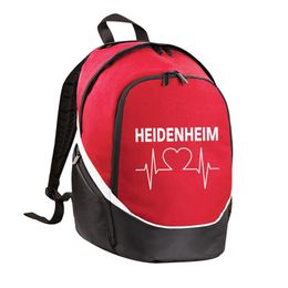 multifanshop Rucksack - Heidenheim - Herzschlag - Druck weiß - Tasche