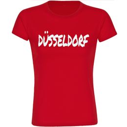multifanshop Damen T-Shirt - D&uuml;sseldorf - Textmarker - Druck wei&szlig; - Frauen