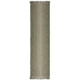 Luxus Handgewebter Teppich - Jute & Wolle Mix - "Weaver". Farbe: Grün, 60x230 cm KADIMA DESIGN