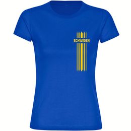 multifanshop Damen T-Shirt - Schweden - Streifen - Druck gelb - Frauen