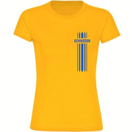 multifanshop Damen T-Shirt - Schweden - Streifen - Druck blau - Frauen