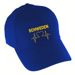 multifanshop Baseballcap - Schweden - Herzschlag - Druck gelb - Mütze