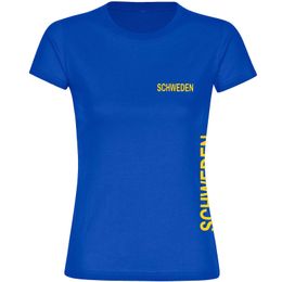 multifanshop Damen T-Shirt - Schweden - Brust & Seite - Druck gelb - Frauen