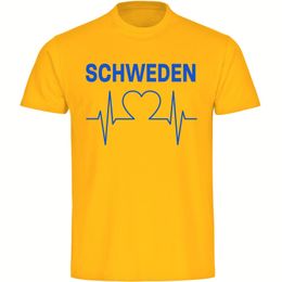 multifanshop Kinder T-Shirt - Schweden - Herzschlag - Druck blau - Kind