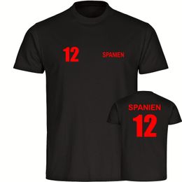 multifanshop Herren T-Shirt - Spanien - Trikot Nummer 12 - Druck rot - M&auml;nner