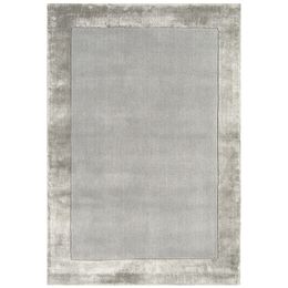 Wohnzimmerteppich Wolle-Viskose handgewebt 200x290 cm Silber Hochwertig Für große Räume KADIMA DESIGN