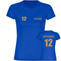multifanshop Damen T-Shirt - Hoffenheim - Trikot Nummer 12 gold - Druck gold metallic - Frauen