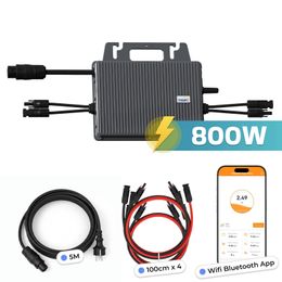 TSUN Mikro-Wechselrichter 800W TSOL-MS800 f&uuml;r Balkonkraftwerk, IP67 wetterfest, Plug&Play Installation, 2 MPPT, Bluetooth & WIFI, inkl. 5m Anschlusskabel & 4x 1 m Solar-Verl&auml;ngerungen, Micro Inverter