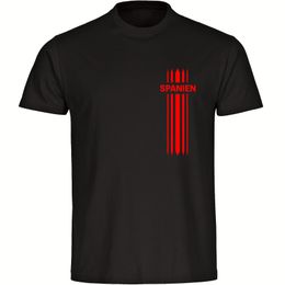multifanshop Herren T-Shirt - Spanien - Streifen - Druck rot - Männer