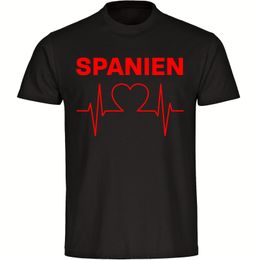 multifanshop Herren T-Shirt - Spanien - Herzschlag - Druck rot - Männer
