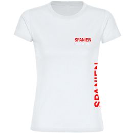 multifanshop Damen T-Shirt - Spanien - Brust & Seite - Druck rot - Frauen