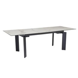Marmor Esstisch Keramik 180-240 cm Ausziehbar Esszimmertisch Weiß Modern Großer Glastisch Malta Kollektion KADIMA DESIGN