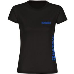 multifanshop Damen T-Shirt - Frankreich - Brust & Seite - Druck blau - Frauen
