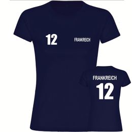 multifanshop Damen T-Shirt - Frankreich - Trikot Nummer 12 - Druck weiß - Frauen