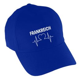 multifanshop Baseballcap - Frankreich - Herzschlag - Druck weiß - Mütze