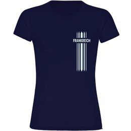 multifanshop Damen T-Shirt - Frankreich - Streifen - Druck wei&szlig; - Frauen