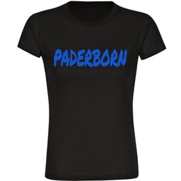 multifanshop Damen T-Shirt - Paderborn - Textmarker - Druck blau - Frauen