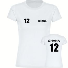 multifanshop Damen T-Shirt - Ghana - Trikot Nummer 12 - Druck schwarz - Frauen