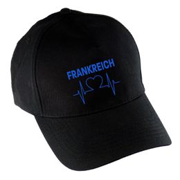 multifanshop Baseballcap - Frankreich - Herzschlag - Druck blau - Mütze