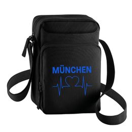multifanshop Umhängetasche - München blau - Herzschlag - Druck blau - Tasche