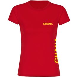 multifanshop Damen T-Shirt - Ghana - Brust & Seite - Druck gelb - Frauen