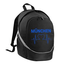 multifanshop Rucksack - München blau - Herzschlag - Druck blau - Tasche