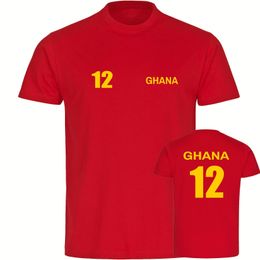 multifanshop Herren T-Shirt - Ghana - Trikot Nummer 12 - Druck gelb - Männer