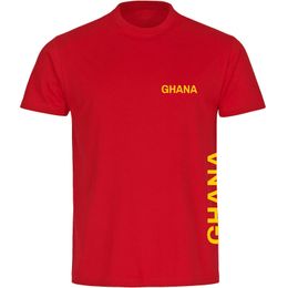 multifanshop Kinder T-Shirt - Ghana - Brust & Seite - Druck gelb - Kind