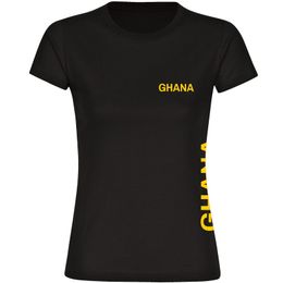 multifanshop Damen T-Shirt - Ghana - Brust & Seite - Druck gelb - Frauen