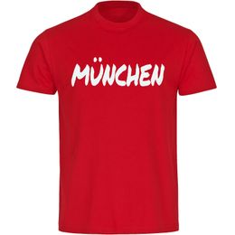multifanshop Herren T-Shirt - München rot - Textmarker - Druck weiß - Männer