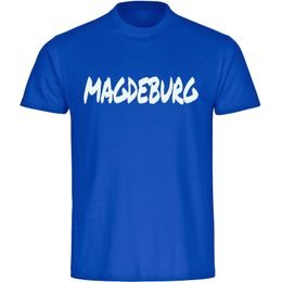 multifanshop Herren T-Shirt - Magdeburg - Textmarker - Druck weiß - Männer