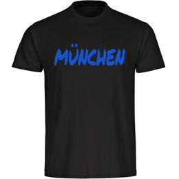 multifanshop Herren T-Shirt - München blau - Textmarker - Druck blau - Männer
