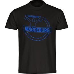 multifanshop Herren T-Shirt - Magdeburg - Meine Fankurve - Druck blau - Männer