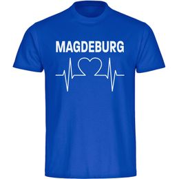 multifanshop Herren T-Shirt - Magdeburg - Herzschlag - Druck wei&szlig; - M&auml;nner