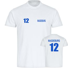multifanshop Herren T-Shirt - Magdeburg - Trikot Nummer 12 - Druck blau - M&auml;nner