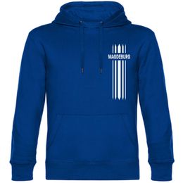 multifanshop Kapuzen Sweatshirt - Magdeburg - Streifen - Druck weiß - Hoodie