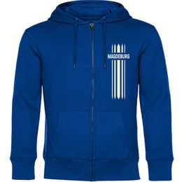 multifanshop Kapuzen Sweatshirt Jacke - Magdeburg - Streifen - Druck weiß - Sweat