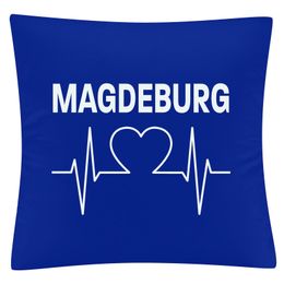 multifanshop Kissenbezug - Magdeburg - Herzschlag - Druck wei&szlig; - Kissen