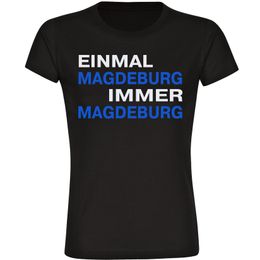 multifanshop Damen T-Shirt - Magdeburg - Einmal Immer - Druck blau - Frauen